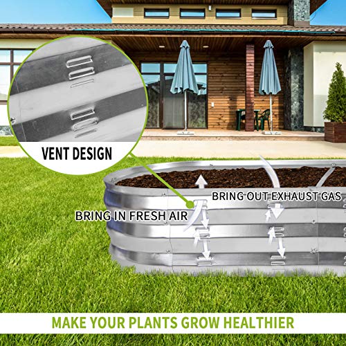 GADI Raised Garden Bed Kit for Vegetables Flower Galvanized Metal Planter Boxs Designed for Easy DIY and Cleaning Not Twist Or Rot (Silver)