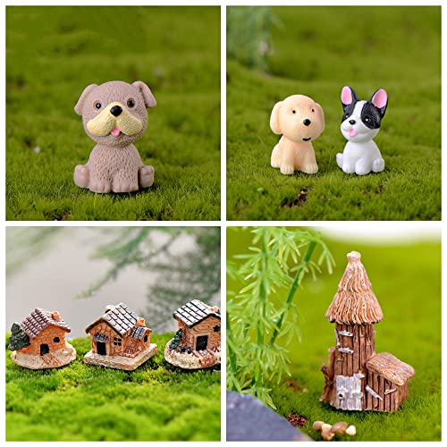 ElpizoFos 132pcs Miniature Fairy Garden Accessories Kit Miniature Animals,Tree,Fence,House Figurines Ornament Statue Craft for DIY Garden Yard Micro Landscape Bonsai Pot Dollhouse Terrarium Decor