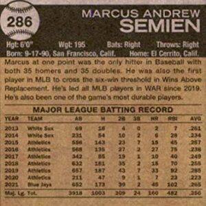 2022 Topps Heritage #286 Marcus Semien Texas Rangers Official MLB Baseball Card in Raw (NM or Better) Condition