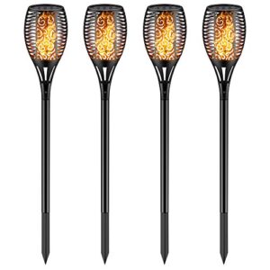 solar torch light with flickering flame,fire effect lantern,dancing flame,solar garden light, dust to dawn,outdoor waterproof garden decoration, solar powered stick light zkee(set of 4)