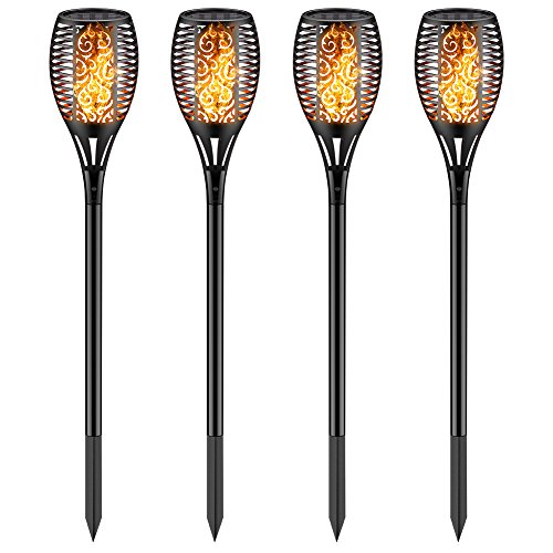 Solar Torch Light With Flickering Flame,Fire Effect Lantern,Dancing Flame,Solar Garden Light, Dust to Dawn,Outdoor Waterproof Garden Decoration, Solar Powered Stick Light ZKEE(set of 4)