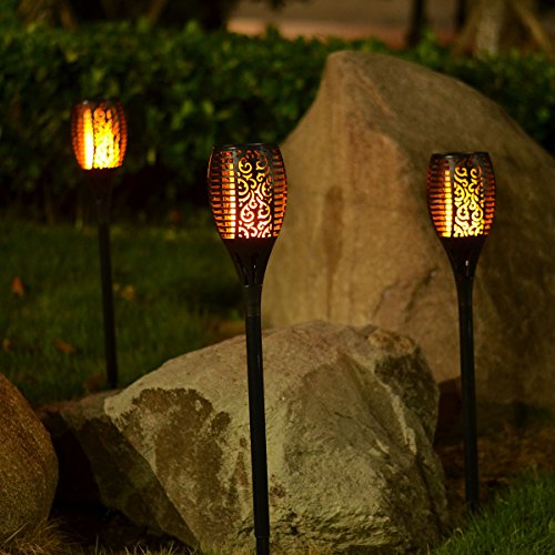 Solar Torch Light With Flickering Flame,Fire Effect Lantern,Dancing Flame,Solar Garden Light, Dust to Dawn,Outdoor Waterproof Garden Decoration, Solar Powered Stick Light ZKEE(set of 4)