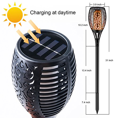 Solar Torch Light With Flickering Flame,Fire Effect Lantern,Dancing Flame,Solar Garden Light, Dust to Dawn,Outdoor Waterproof Garden Decoration, Solar Powered Stick Light ZKEE(set of 4)