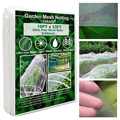 Garden Netting, Plant Covers 10x33Ft Net Ultra Fine Mesh Protection Netting for Vegetable Plants Fruits Flowers Crops Greenhouse Row Cover Raised Bed Barrier Screen Protection Net Cover