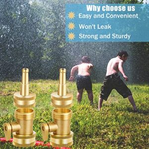 Jet Nozzle High Pressure with Garden Hose Shutoff Valve, Solid Brass High Pressure Hose Nozzle Sprayer Sweeper, Heavy Duty 3/4'' GHT Connector - 2 Set, Gold (JS-008)