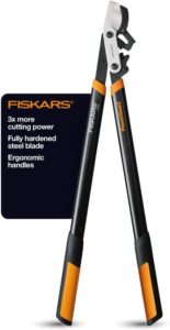 fiskars 32″ powergear2 steel blade garden bypass lopper and tree trimmer – sharp precision-ground steel blade tree cutter blade for branches up to 2″ diameter