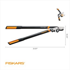 Fiskars 32" PowerGear2 Steel Blade Garden Bypass Lopper and Tree Trimmer - Sharp Precision-Ground Steel Blade Tree Cutter Blade for Branches up to 2" Diameter