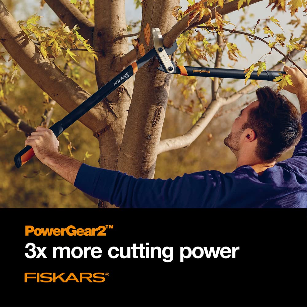 Fiskars 32" PowerGear2 Steel Blade Garden Bypass Lopper and Tree Trimmer - Sharp Precision-Ground Steel Blade Tree Cutter Blade for Branches up to 2" Diameter