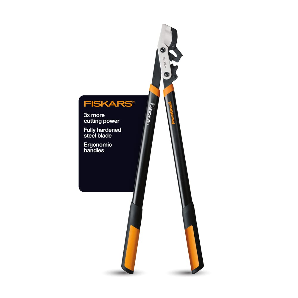 Fiskars 32" PowerGear2 Steel Blade Garden Bypass Lopper and Tree Trimmer - Sharp Precision-Ground Steel Blade Tree Cutter Blade for Branches up to 2" Diameter