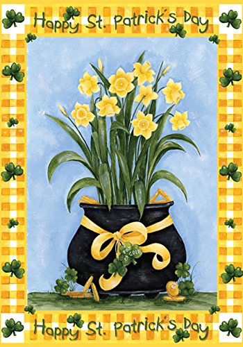 Toland Home Garden 112557 Lucky Daffodils St Patricks Day Flag 12x18 Inch Double Sided St Patricks Day Garden Flag for Outdoor House St Pats Flag Yard Decoration