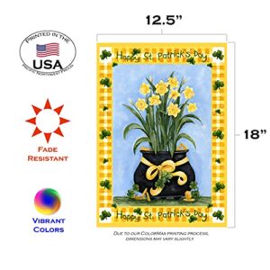 Toland Home Garden 112557 Lucky Daffodils St Patricks Day Flag 12x18 Inch Double Sided St Patricks Day Garden Flag for Outdoor House St Pats Flag Yard Decoration