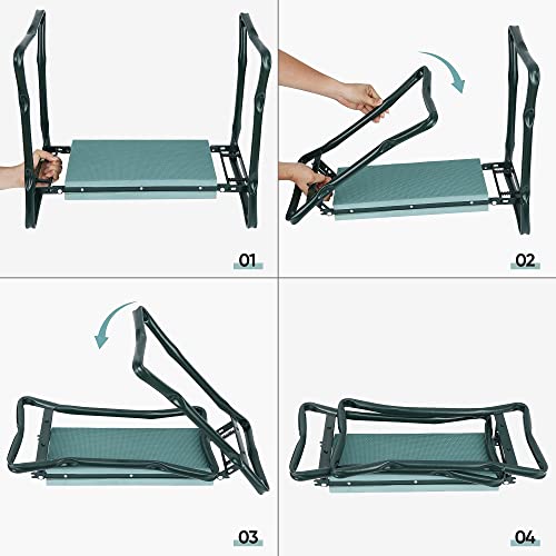 SUPER DEAL Newest Folding Garden Kneeler and Seat with Free Tool Pouches - EVA Foam Pad Protects Your Knees - Sturdy and Lightweight