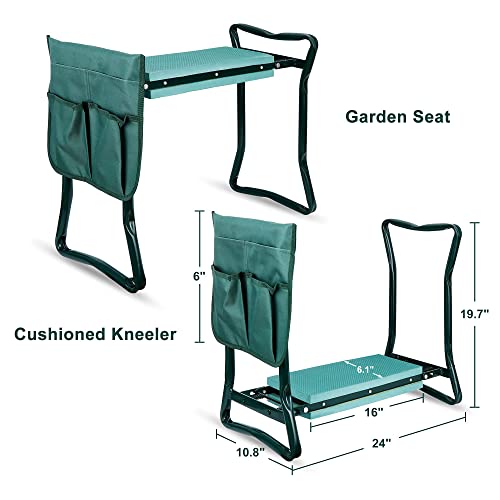 SUPER DEAL Newest Folding Garden Kneeler and Seat with Free Tool Pouches - EVA Foam Pad Protects Your Knees - Sturdy and Lightweight