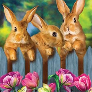 Garden Bunnies Spring Garden Flag Tulips Easter Rabbits 18" x 12.5"