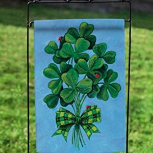 Toland Home Garden 112589 Shamrock Bouquet St Patricks Day Flag 12x18 Inch Double Sided St Patricks Day Garden Flag for Outdoor House St Pats Flag Yard Decoration