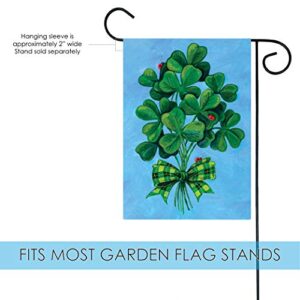 Toland Home Garden 112589 Shamrock Bouquet St Patricks Day Flag 12x18 Inch Double Sided St Patricks Day Garden Flag for Outdoor House St Pats Flag Yard Decoration