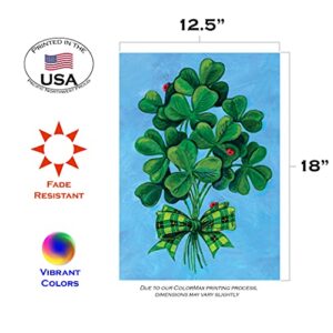 Toland Home Garden 112589 Shamrock Bouquet St Patricks Day Flag 12x18 Inch Double Sided St Patricks Day Garden Flag for Outdoor House St Pats Flag Yard Decoration