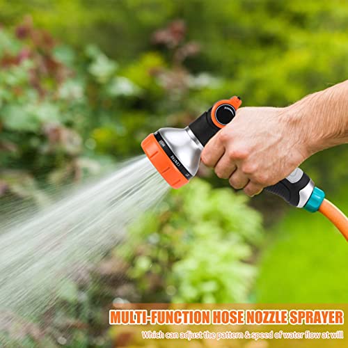 Hose Nozzle Hose Sprayer Hose Spray Nozzle Thumb Control Garden Hose Nozzle Heavy Duty with 8 Patterns Water Hose Nozzle Sprayer Hose Nozzles in Lawn and Garden for Cleaning, Watering, Washing