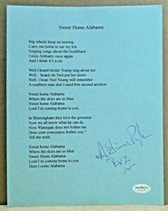 artimus pyle for lynyrd skynyrd signed sweet home alabama with jsa sticker no card