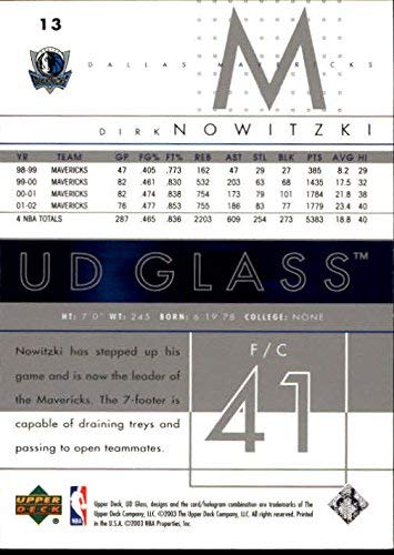 2002-03 UD Glass #13 Dirk Nowitzki NBA Basketball Trading Card