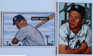 mickey mantle 1951 and 1952 bowman baseball rookie rc reprint card new york yankees – baseball card