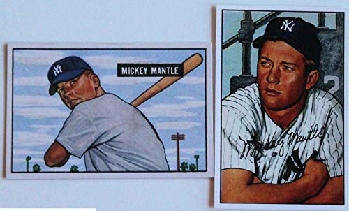 Mickey Mantle 1951 and 1952 Bowman Baseball Rookie RC Reprint Card New York Yankees - Baseball Card