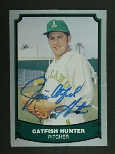 catfish hunter signed baseball card with jsa coa