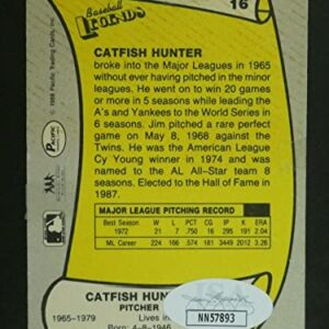 Catfish Hunter Signed Baseball Card with JSA COA