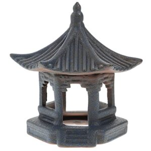 Amosfun Mini Pagoda Statue Miniature Ceramic Pagoda Hexagon Decor Mini Japanese Fairy Garden Figurines for Zen Garden Bonsai Decor