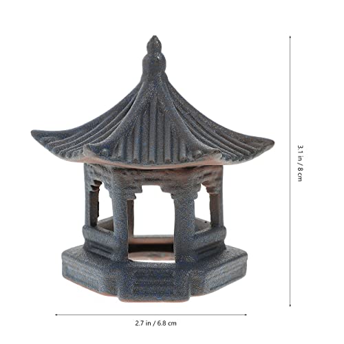 Amosfun Mini Pagoda Statue Miniature Ceramic Pagoda Hexagon Decor Mini Japanese Fairy Garden Figurines for Zen Garden Bonsai Decor