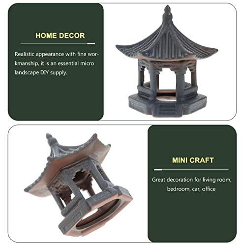 Amosfun Mini Pagoda Statue Miniature Ceramic Pagoda Hexagon Decor Mini Japanese Fairy Garden Figurines for Zen Garden Bonsai Decor