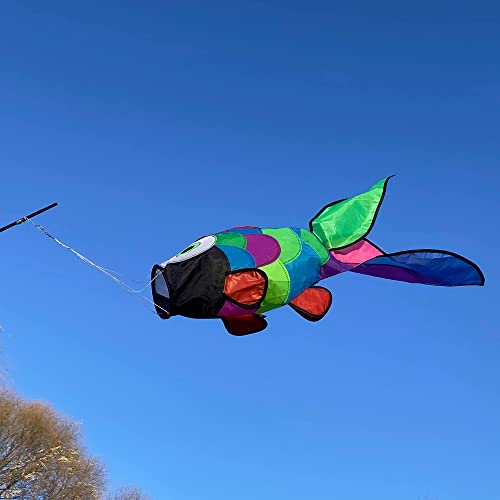 emma kites Cute Rainbow Fish Windsock Spinner Spiral 32-inch