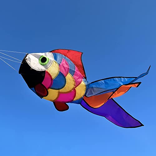 emma kites Cute Rainbow Fish Windsock Spinner Spiral 32-inch