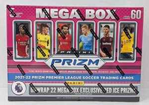 2021-2022 panini prizm premier league soccer trading cards mega box – 22 exclusive red ice prizms