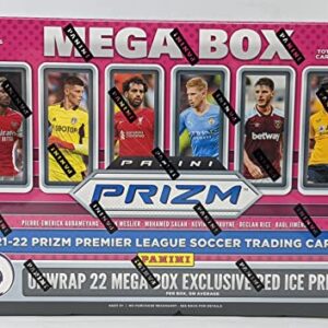 2021-2022 Panini Prizm Premier League Soccer Trading Cards Mega Box - 22 Exclusive Red Ice Prizms