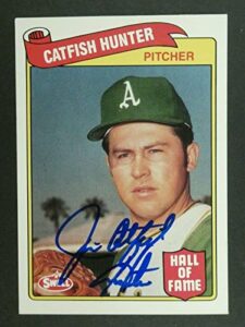 catfish hunter signed baseball card with jsa coa