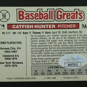 Catfish Hunter Signed Baseball Card with JSA COA