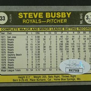 Steve Busby Signed Baseball Card with JSA COA