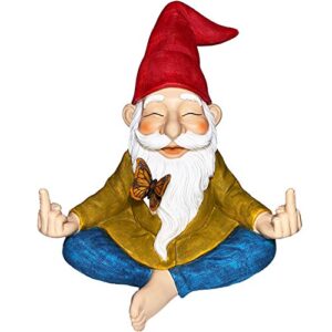 mood lab garden gnome – zen gnome statue – 9.25 inch tall lawn gnome figurine – for outdoor or house decor