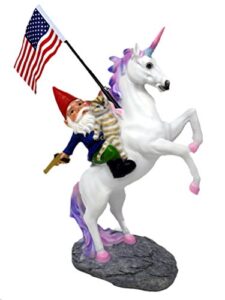 funny guy mugs garden gnome statue – the ultimate trio: cat, gnome & unicorn statue – indoor/outdoor garden gnome sculpture for patio, yard or lawn