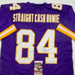 Autographed/Signed Randy Moss Straight Cash Homie Minnesota Purple Football Jersey JSA COA