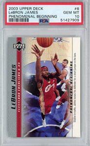 graded 2003-04 upper deck ud lebron james #6 phenomenal beginning rookie rc basketball card psa 10 gem mint