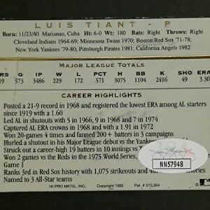 Luis Tiant Signed Baseball Card with JSA COA