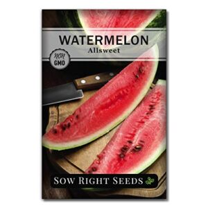 Sow Right Seeds - Watermelon Seed Collection for Planting - Crimson Sweet, Allsweet, Sugar Baby, Tendersweet, and Golden Midget Melon Seeds - Non-GMO Heirloom Seeds to Plant a Home Vegetable Garden