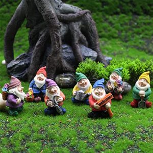 peatop fairy garden accessories,miniature gnome figurines set of 7, garden gnome figurines for plant pots decor, home decoration,fairy garden