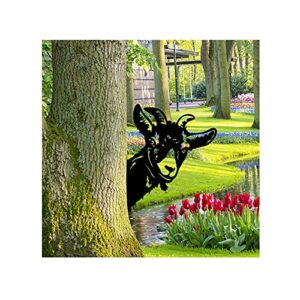 W-ShiG Metal Peeping Cow Chicken Goat Horse Wall Art Decor, Farm Animal Wall Art Metal Wall Sculptures for Outdoor Garden Fence Yard, 28x29cm, (IF057AYJNNL40UN16JO9U4)