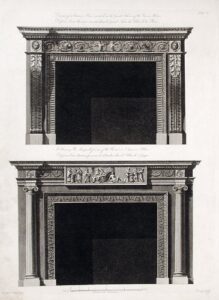 design of a chimney piece executed in the great saloon of the queens house/a chimney piece designed for one of the rooms in st. james’s palace.