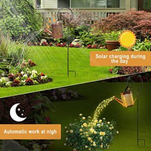 Solar Watering Can with Lights, Outdoor Solar Garden Lights,Garden Decor, Garden Solar Lights Outdoor Decorative Solar Powered,Hanging Lantern Waterproof,Metal Solar Waterfall Lights for Yard Patio