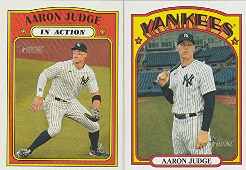 New York Yankees 2021 Topps Heritage Series 21 Card Team Set Featuring Aaron Judge and Gerrit Cole Plus Rookie Cards and Others