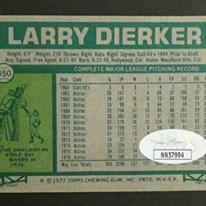 Larry Dierker Signed Baseball Card with JSA COA